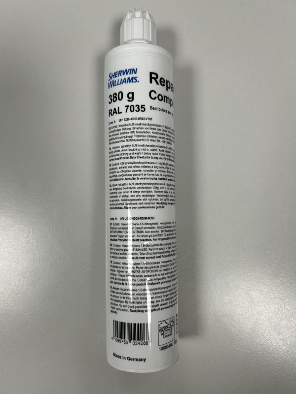 Repacor SW-1000 (AB), RAL 7035 light gray, 380g cartridge incl. mixing ...